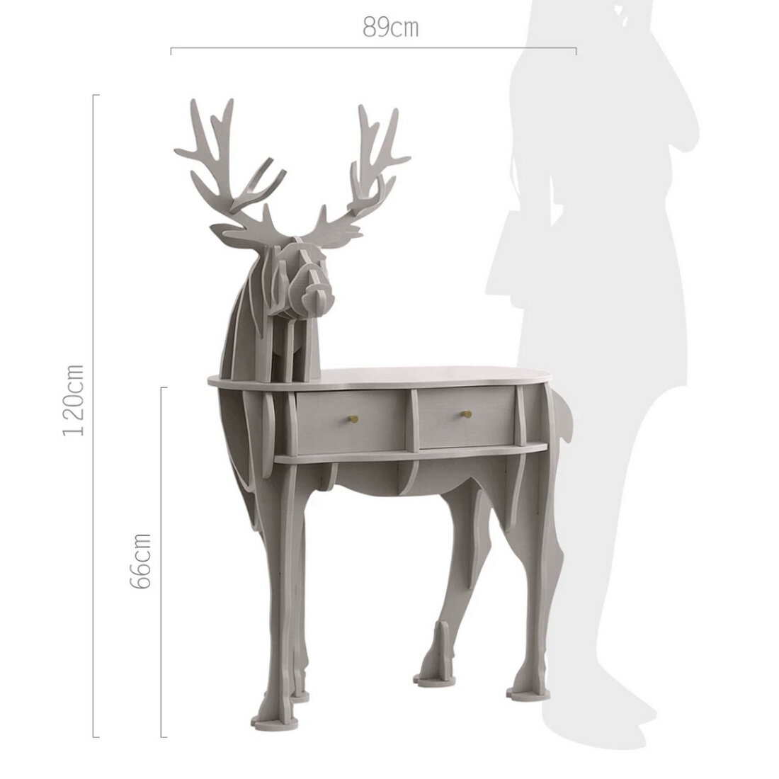 Консоль Wooden Deer Table (120см/ с ящиками / цвет серый)