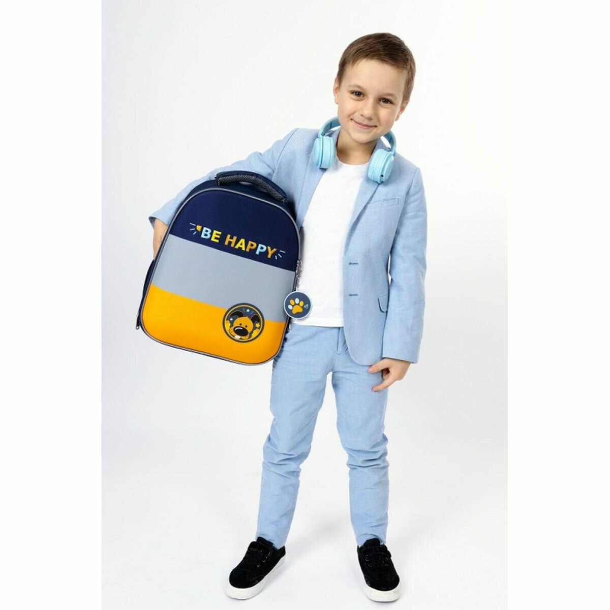 Ранец школьный Комус Класс Basic Casual, анатомический, синий, 2 отделения, 5шт.