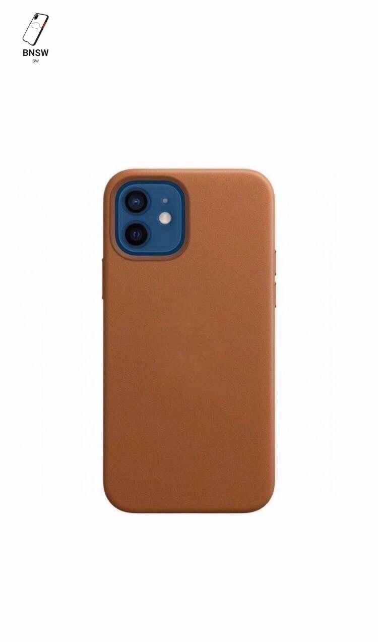 Чехол кожаный MagSafe для смартфона 12/ Анимация NFC / Leather Case with MagSafe / Umber
