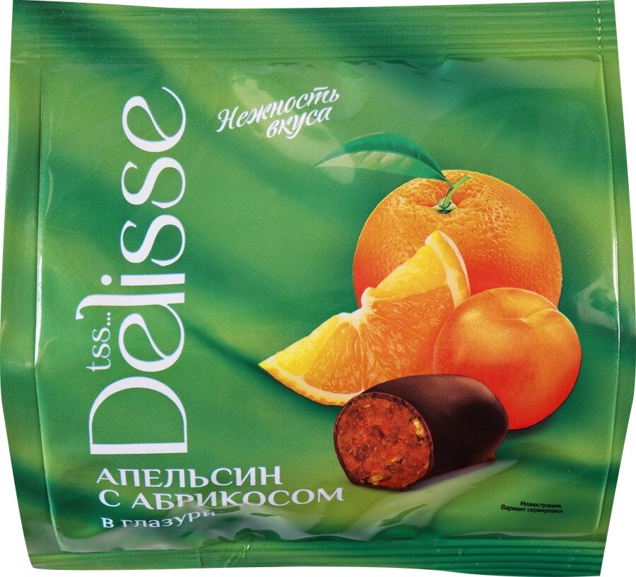 Конфеты DELISSE апельсин с абрикосом, глазированные, 100г