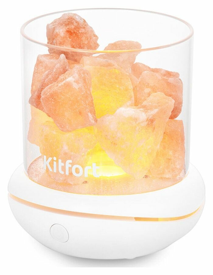 Соляная лампа Kitfort КТ-3846, настольная, с функцией ароматизации, 300г соли, белая