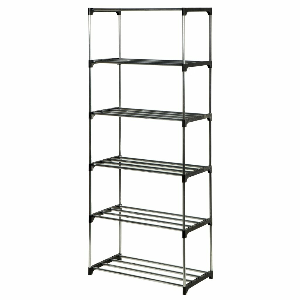 Обувница металлическая 60х30х120 см, 6 секций, полка для обуви