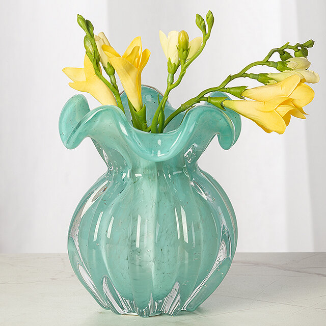 Стеклянная ваза для цветов Theodore 14 см лазурная, EDG, 1100168A883