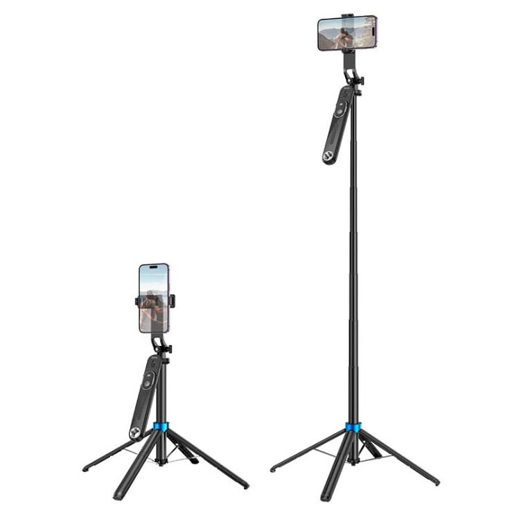 Трипод для селфи Hoco K22 Handy Anti-Shake Live Broadcast holder, 1.75 м, 4,5-7", Черный — фото 1