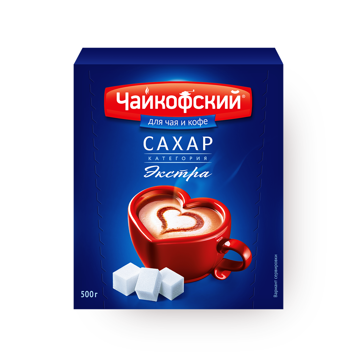 Сахар Чайкофский, кусковой, , белый, 500 г, картонная коробка