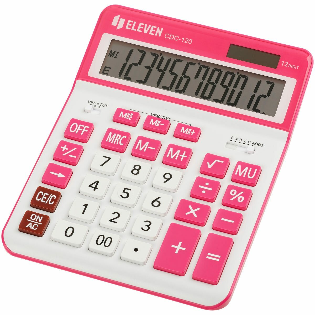 Калькулятор настольный Eleven CDC-120-WH/RD, 12-разрядный, дв. питание, белый/красный (CDC-120-WH/RD), 40шт.