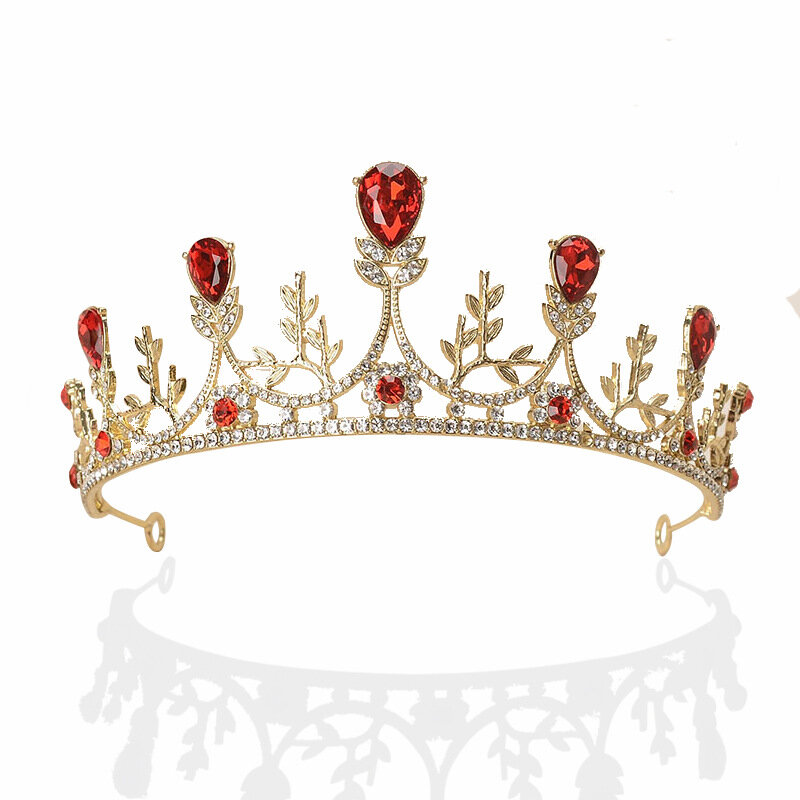 Трансграничная корона, для девочки, со стразами, цвет K gold с красным бриллиантом