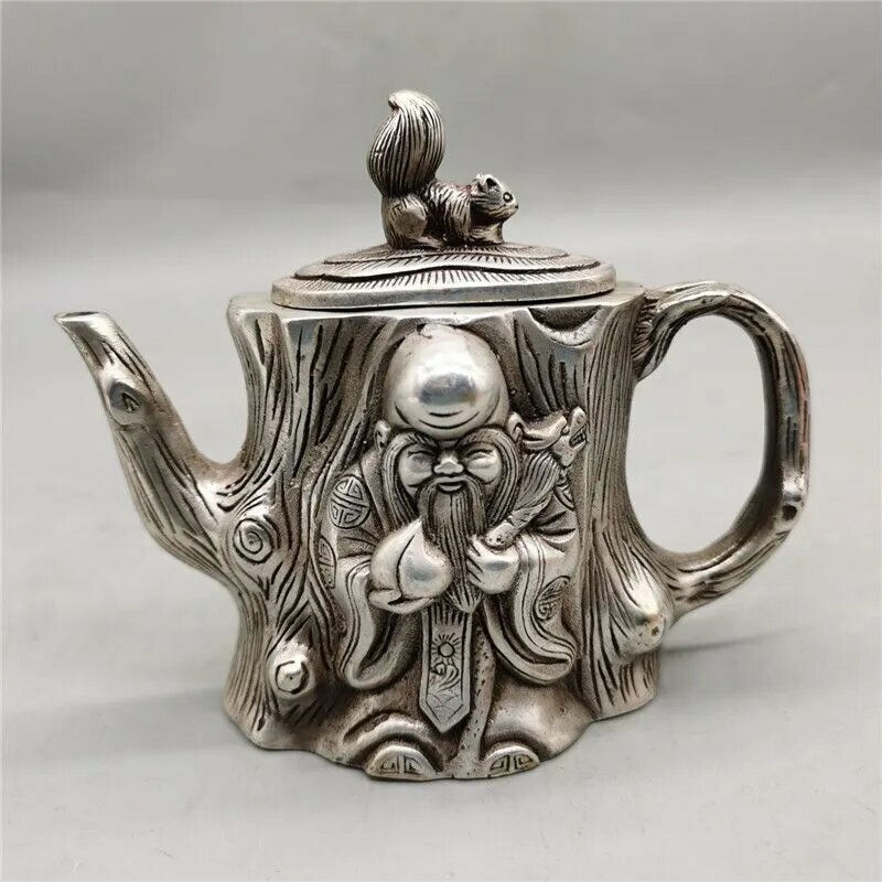 Антикварный винный кувшин "Бог долголетия" – коллекционная латунная посуда в древнекитайском стиле (ручная работа)