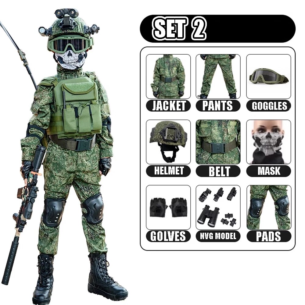 Детский камуфляжный костюм SET 2, размер 130CM