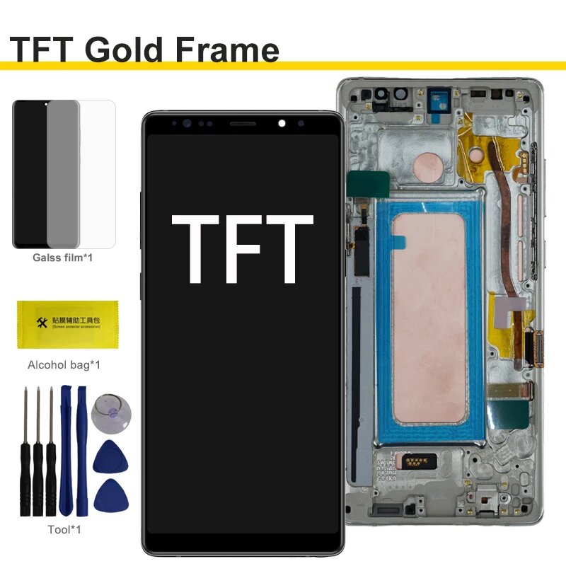 AMOLED для Samsung Galaxy Note8 N950 N950F N950U ЖК-дисплей с цифровым преобразователем сенсорного экрана и рамкой для Samsung Note 8, замена TFT Gold Frame