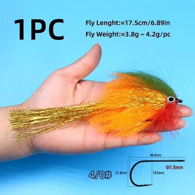 Нахлыстовая приманка-стример Big Streamer Fly 6.9", 4/0 1pc orange
