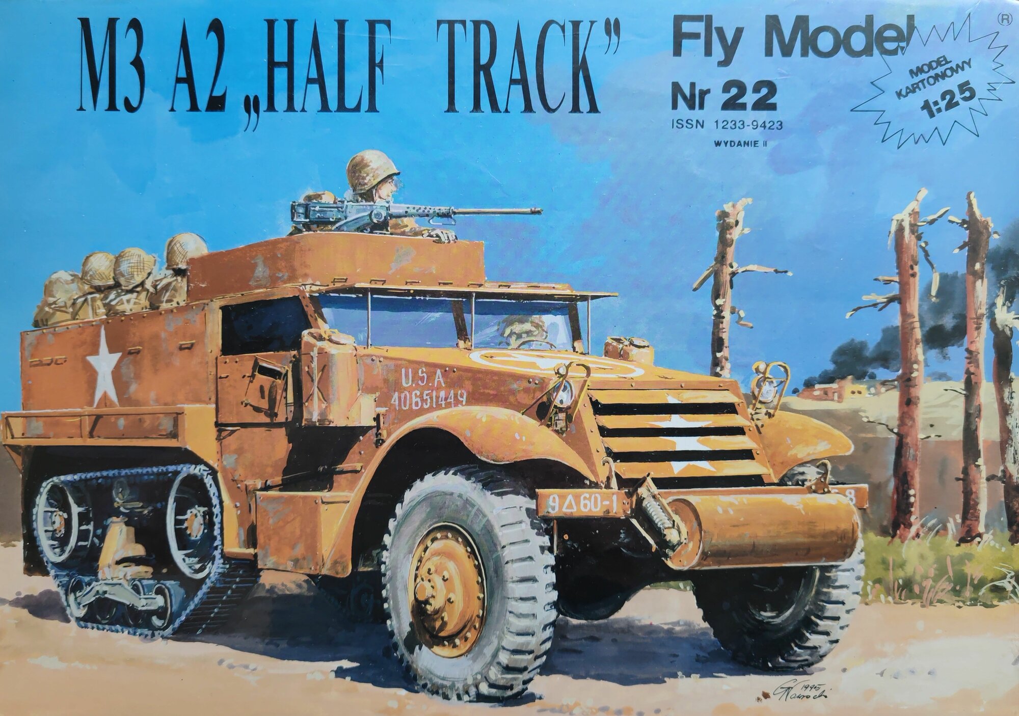 Сборная бумажная модель Бронированная машина M3A2"Half Track" - FLY MODEL №22 (журнал)