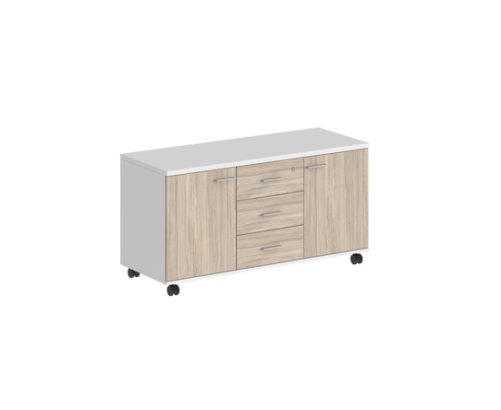 Тумба сервисная с 3 ящиками, с замком Norden SG.621 корпус: белый; фасады: дуб светлый