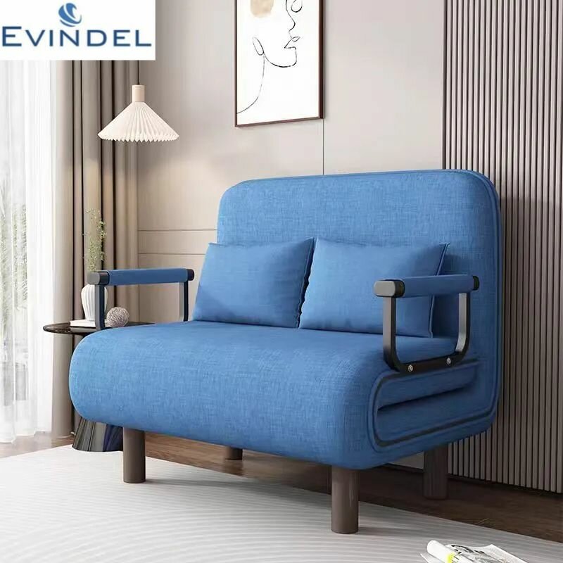 Диван-кровать EVINDEL, обивка из льна, раскладная конструкция, с подлокотниками