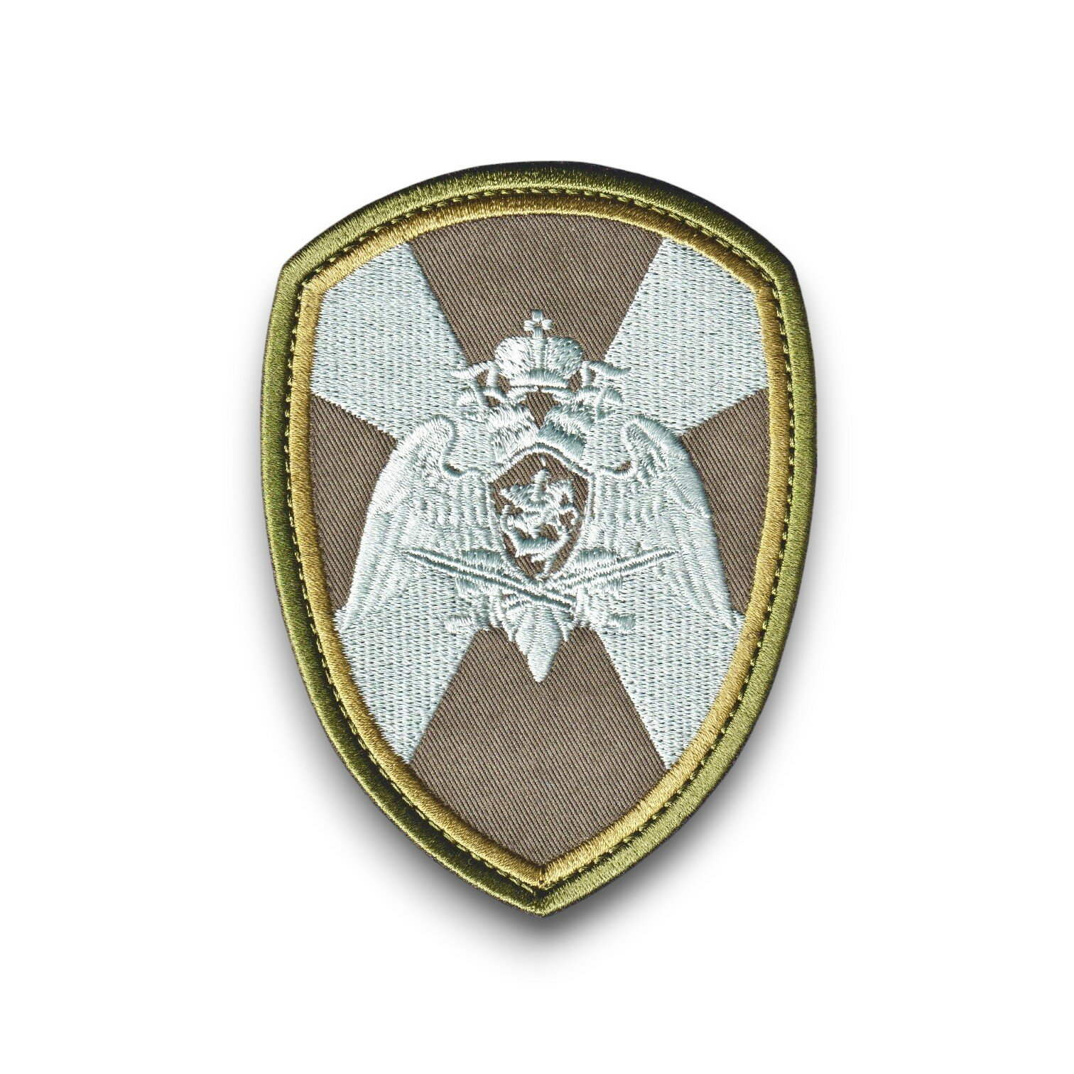 Нашивка ( Шеврон ) На Рукав Орел Росгвардии Общий Полевой (Вариант 2) (Полевой оливковый / На липучке)