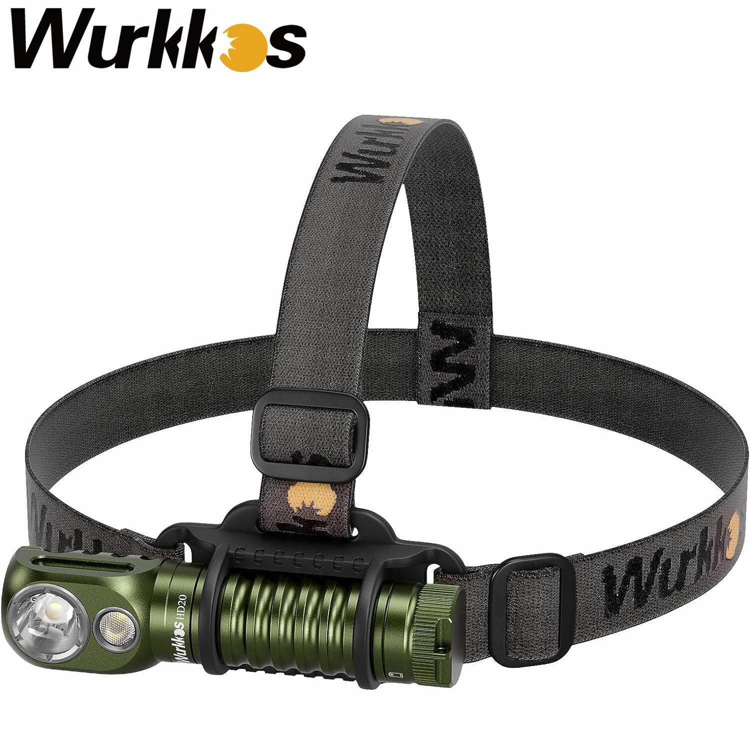 Налобный фонарь Wurkkos HD20 Перезаряжаемый налобный фонарь 2000 лм Двойной Обратная зарядка Магнитный хвост с аккумулятором 21700 Зеленый 5000к