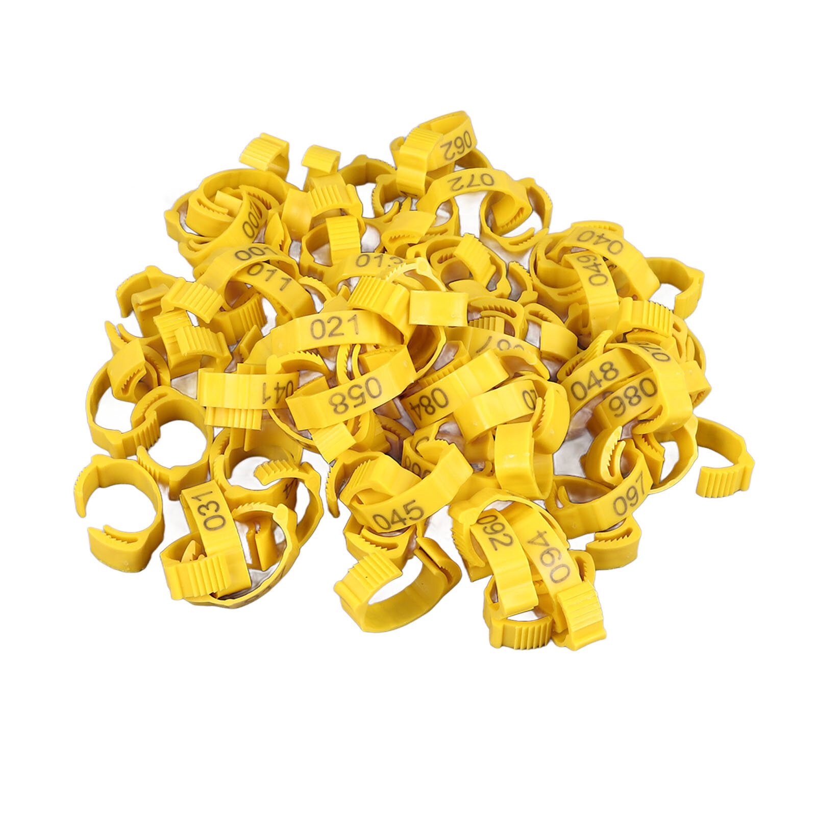 Желтые кольца для ног птицы, уток, гусей, дичи, 100 шт, яркие цветные, прочные, пластиковые, пронумерованные кольца