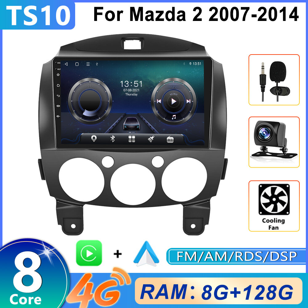 Магнитола Mazda 2 2007-2014/ Автомагнитола Андроид Мазда 2 2007-2014
