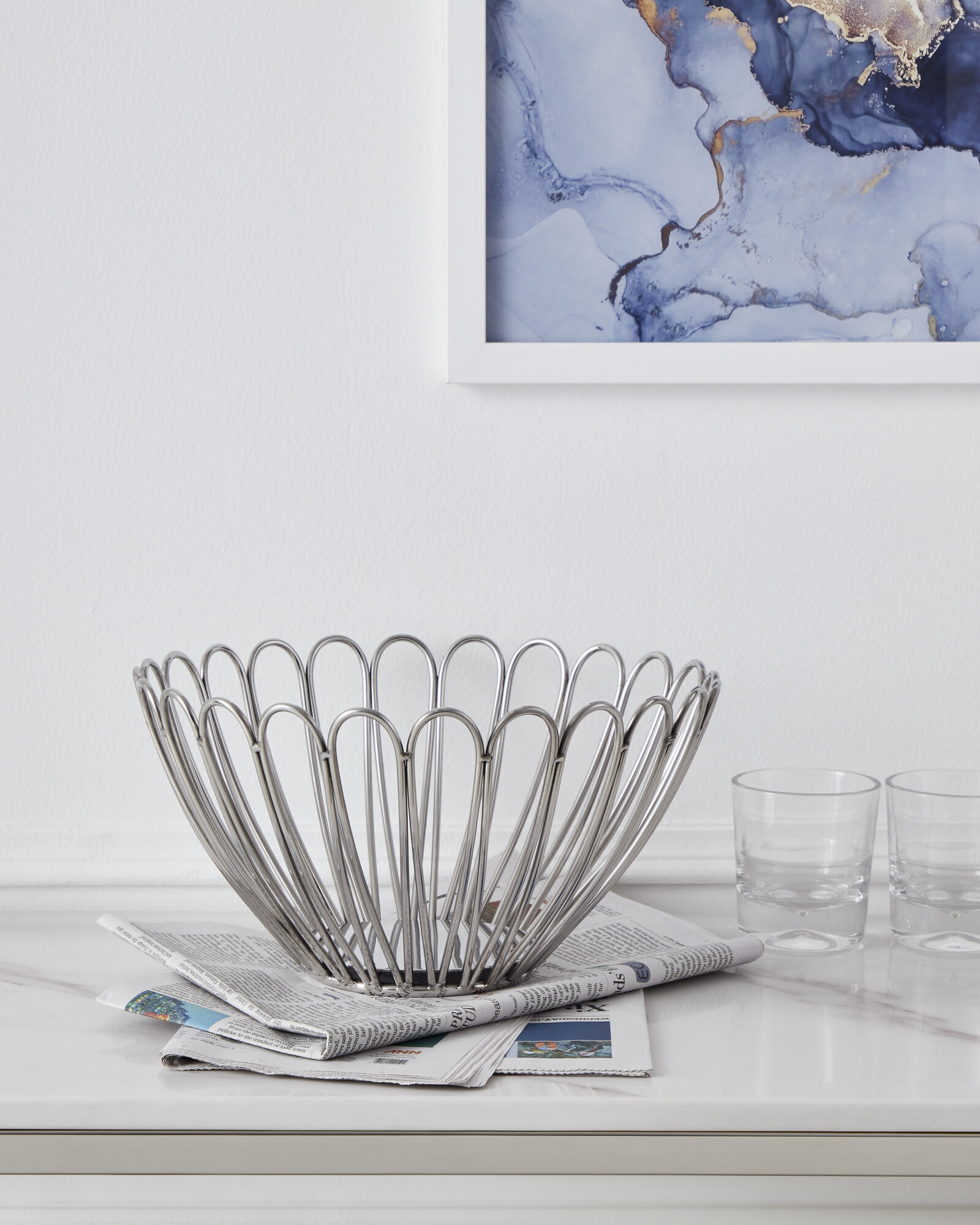 Чаша EGLO UEDA, декоративная, металлическая, серебристая, круглая, 27см