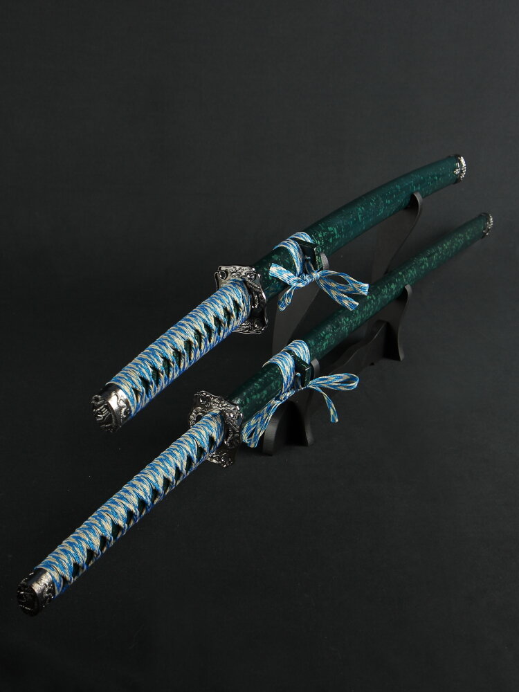Набор самурайских мечей, 2 шт. Ножны зеленый мрамор