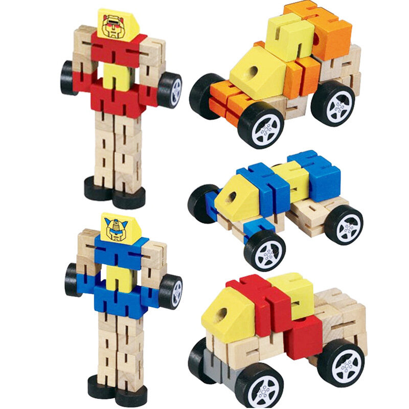 Фабрика Деревянный робот DIY детские игрушки раннего образования творческая деформация деревянные игрушки робота