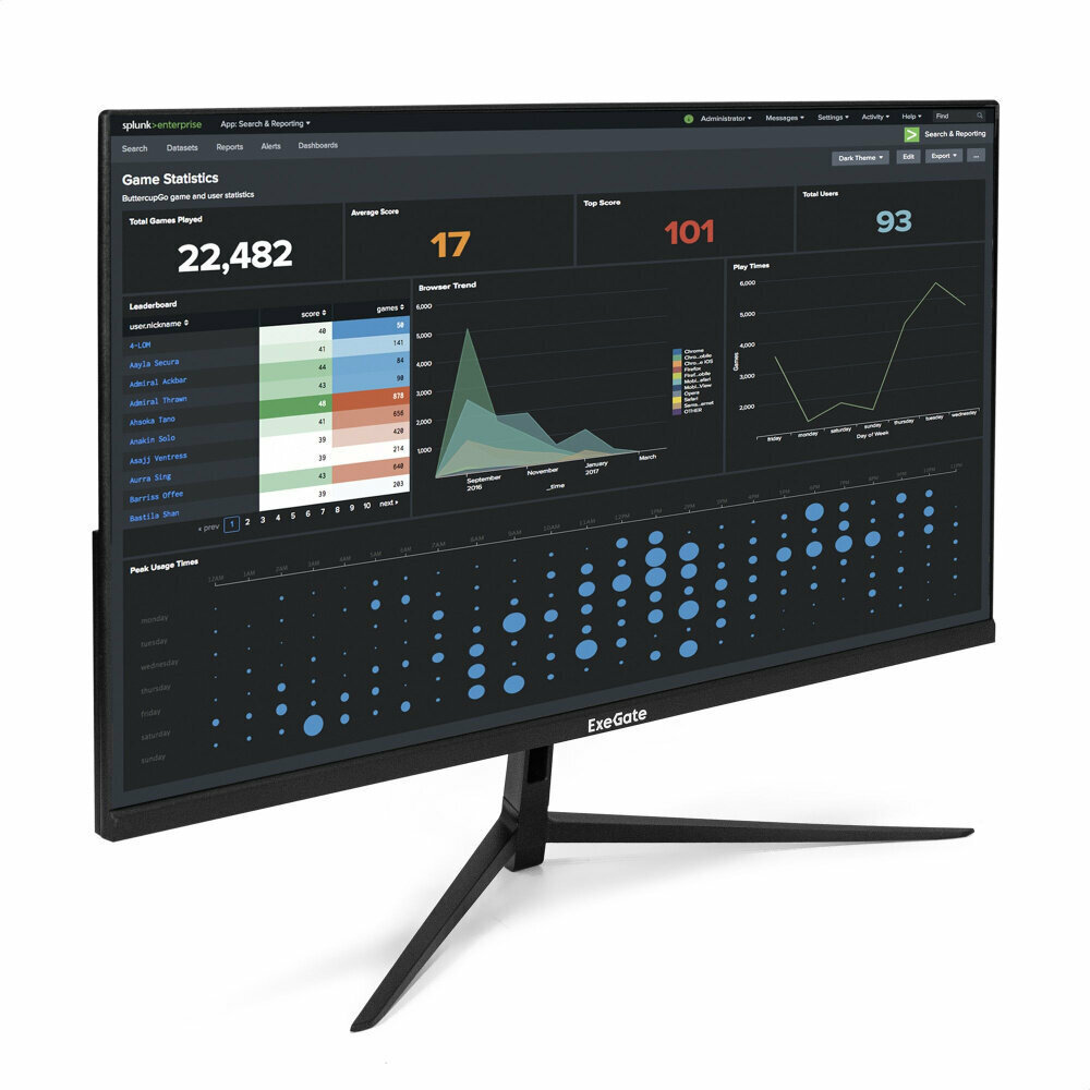 Монитор 27" ExeGate SuperView EH2707A IPS 1920x1080, 100 Гц, 5 мс, 16:9, 250 кд/м², HDMI 2.0, DP, VGA, 3.5 мм, FreeSync, черный (EX298354RUS)
