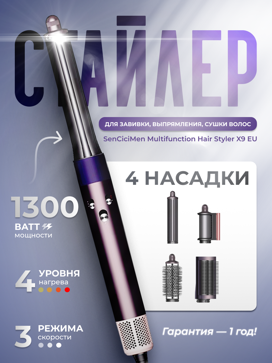 Мультистайлер SenCiciMen Multifunction Hair Styler X9 EU Purple