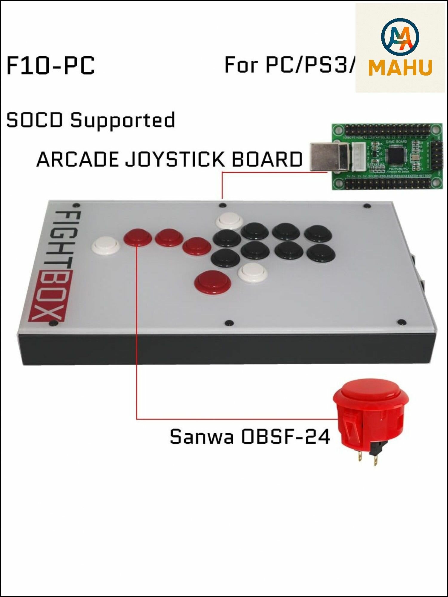 FightBox F10-PC-W Игровые контроллеры джойстик совместимы с ПК/PC/PS3/SWITCH