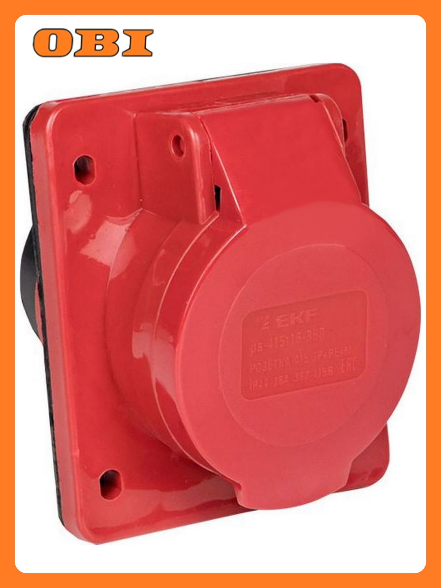 Розетка EKF PROxima PS-415-16-380, с откидной крышкой, красная, IP44