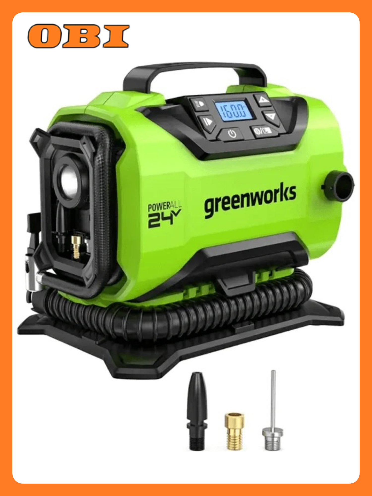 Компрессор автомобильный аккумуляторный Greenworks 24 В без АКБ и З/У 3400807