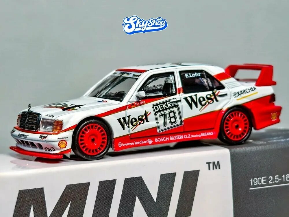 Машинка металлическая модель MINI GT 1:64 #395 Mercedes-Benz 190E 2.5 16 Evolution II 1991 DTM #78 Lohr