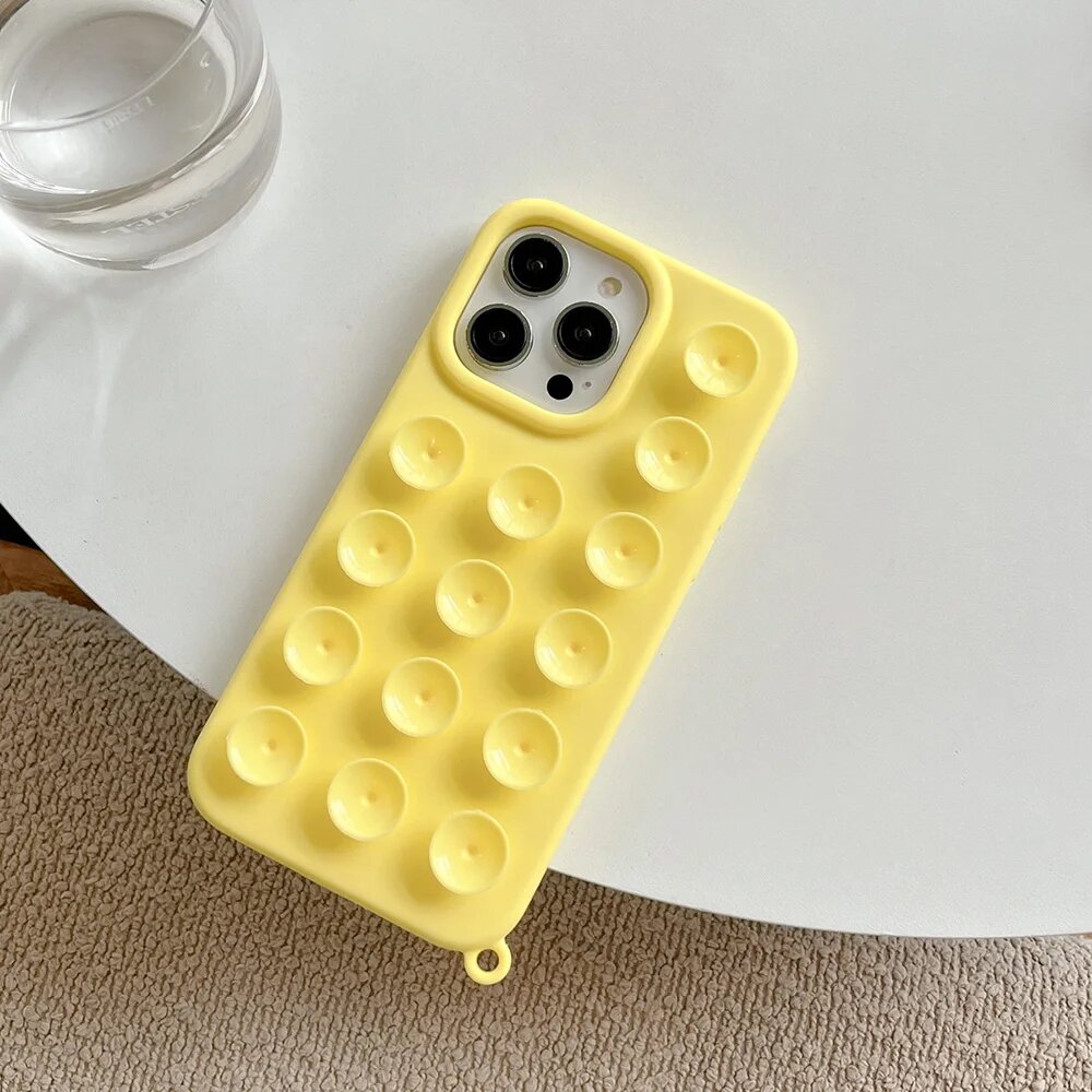 Желтый силиконовый чехол Pop-it для iPhone 12