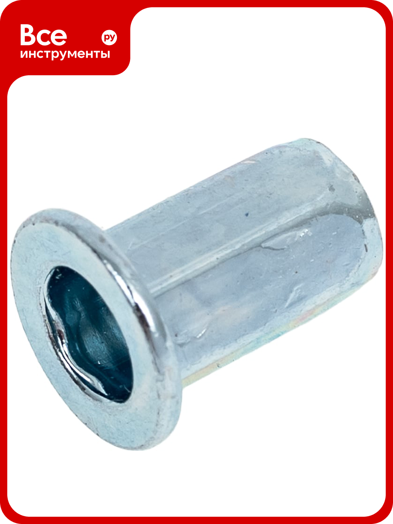 Шестигранная заклепка креп-комп с внутр. резьбой, цил. бортик, белый цинк