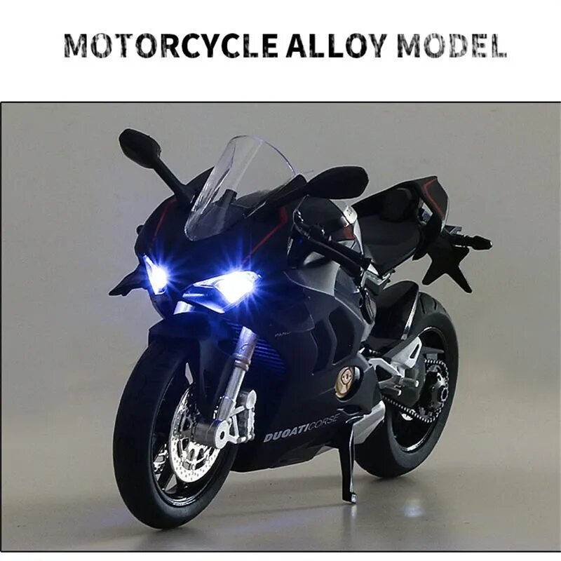 Модель мотоцикла Ducati Panigale V4S, литье под давлением, масштаб 1:12, черный — фото 1