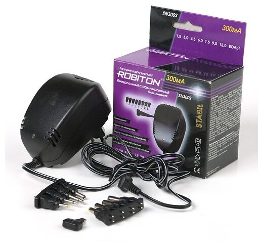 Блок питания Robiton SN1000S, 1,5/3,0/4,5/6,0/7,5/9,0/12,0 В, 1000мА