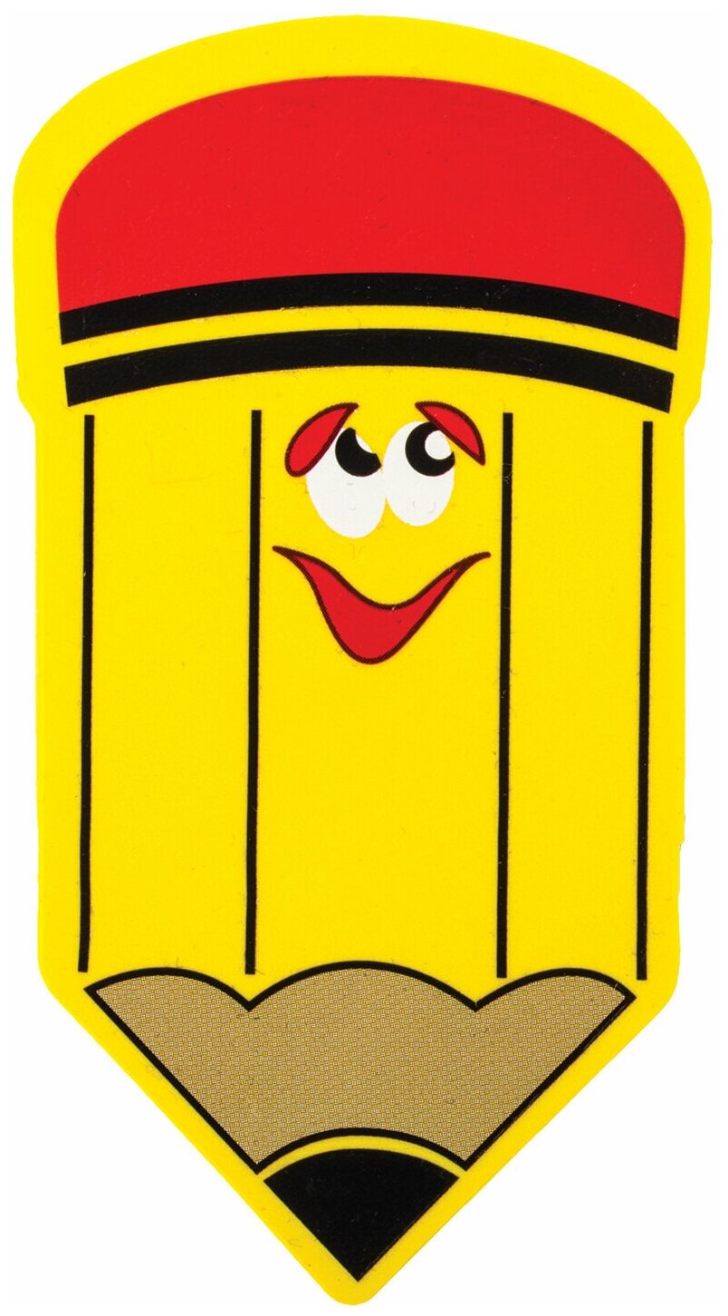 Стиратель магнитный для магнитно-маркерной доски юнландия "Карандаш", 55х100 мм, желтый с рисунком, 237507