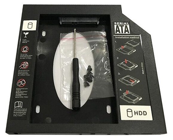 Переходник дополнительного HDD кредл в отсек CD/DVD SATA 12.7 mm
