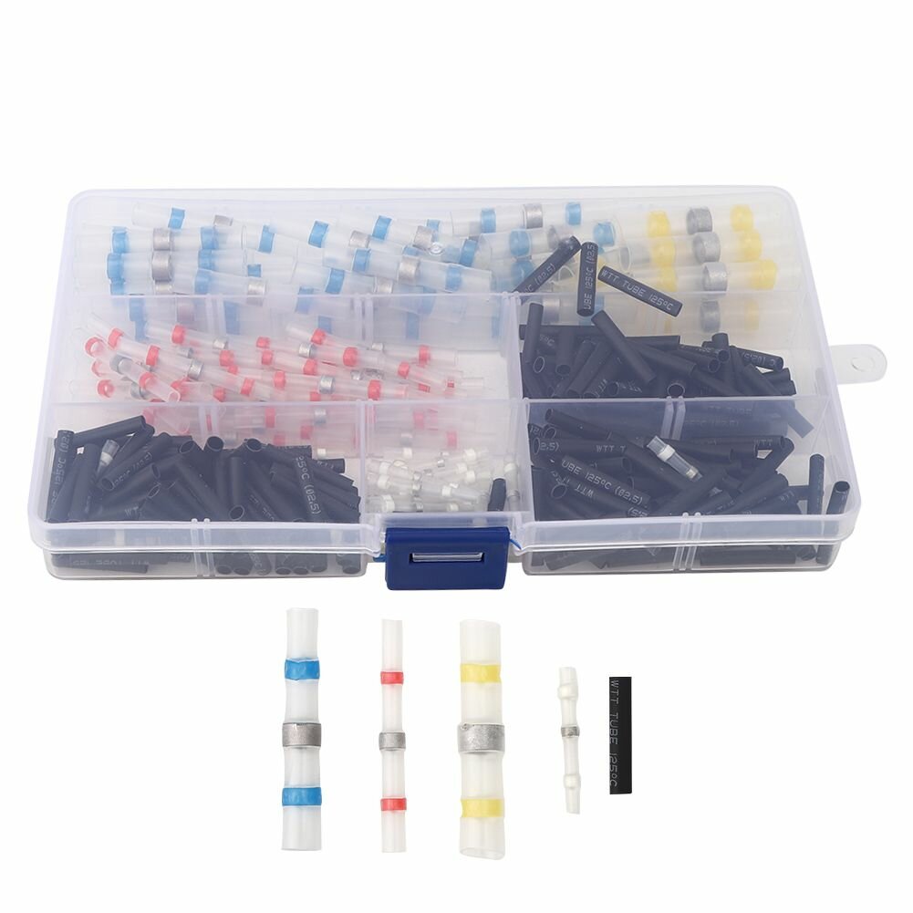 300шт термоусадочных клеммных разъемов с припоем, водонепроницаемые, для изоляции проводов