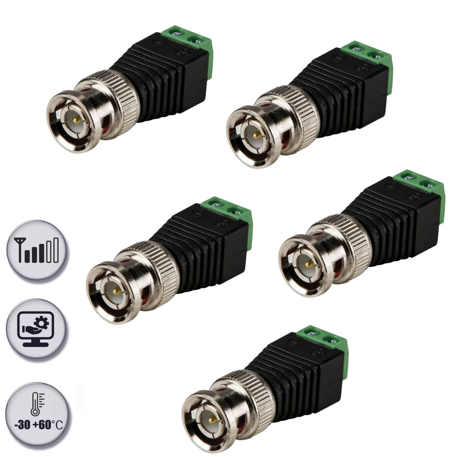 Разъем штекер BNC (папа) с клеммной колодкой, 5 шт