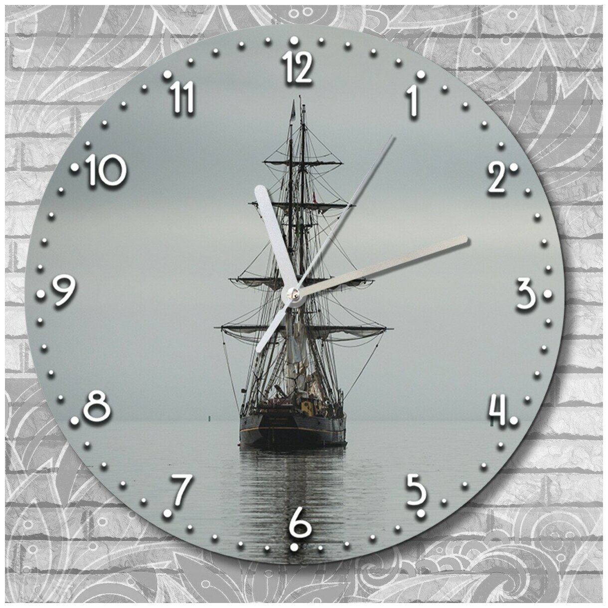 Настенные часы УФ пейзаж (корабль, ship, море, океан, вода, плавание, путешествия, красивый пейзаж) - 2147