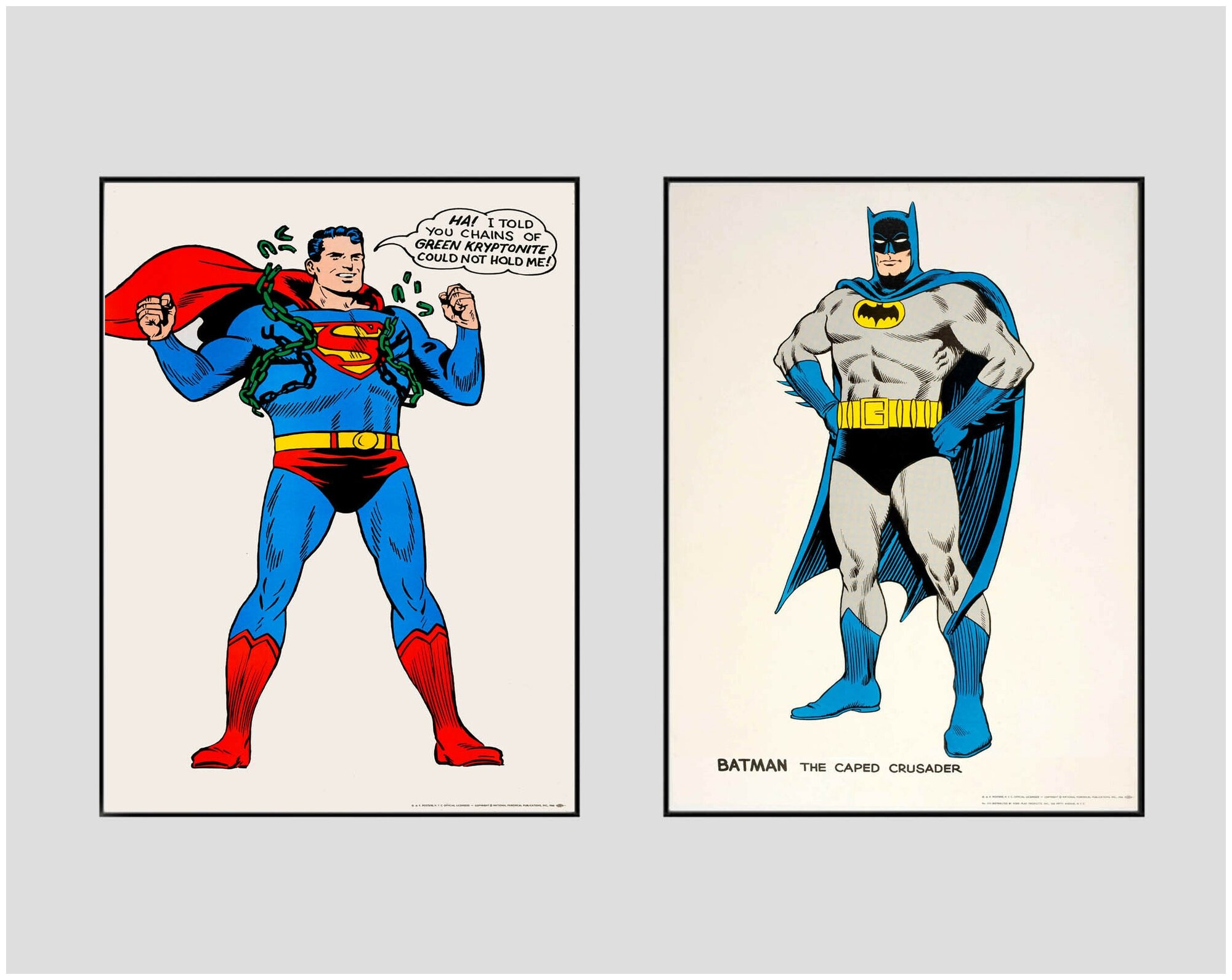 2 постера Бэтмен и Супермен (Batman and Superman) Плакаты киногерои 80-х размер А2 (42х59.4 см)