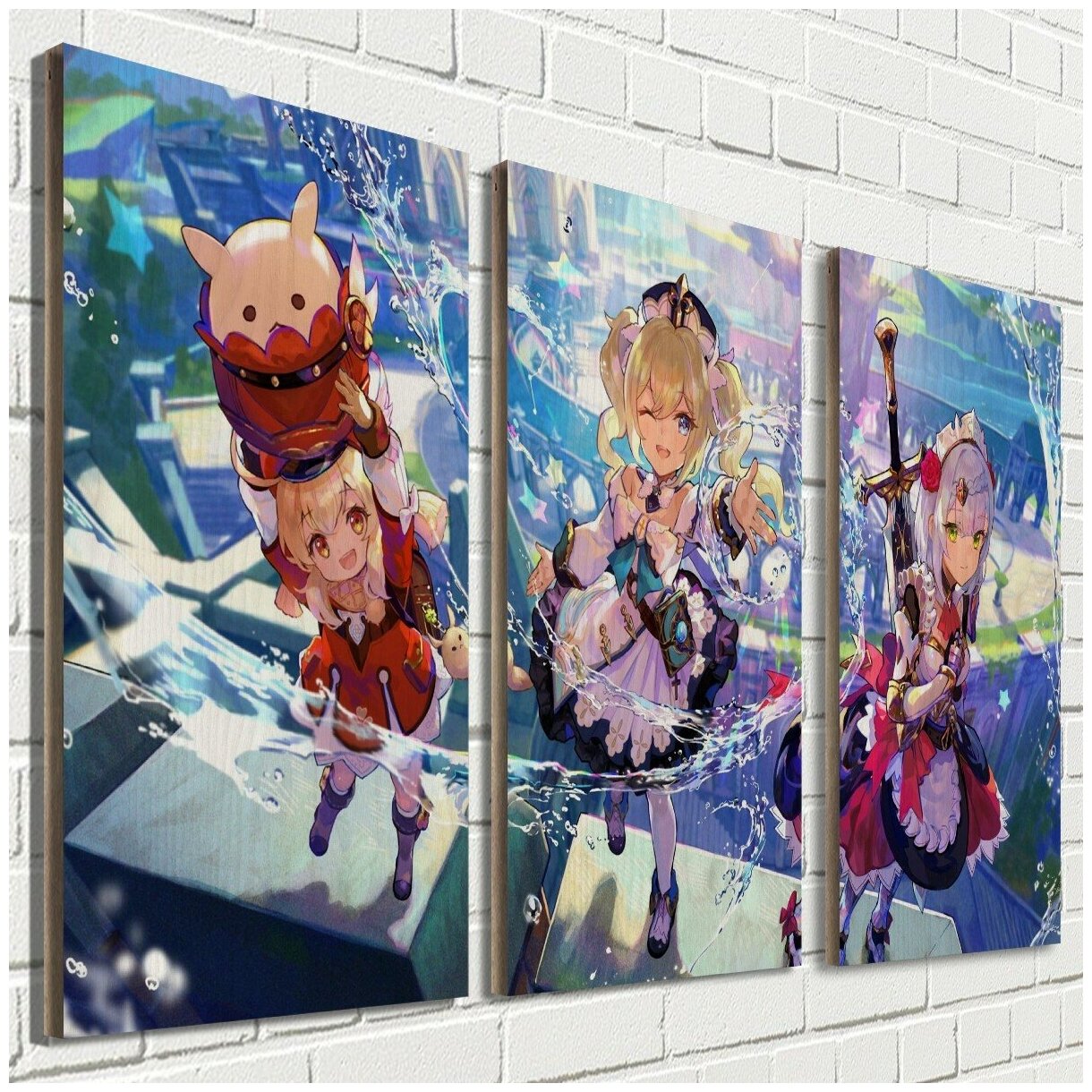 Модульная картина игры genshin impact геншин импакт (кли, ноэль, барбара) - 2025