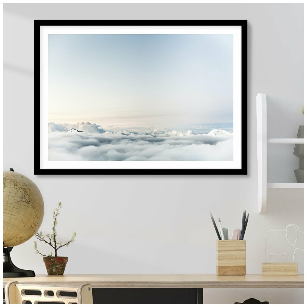 Постер "Небо над облаками" 50x70 в черной рамке на стену для интерьера