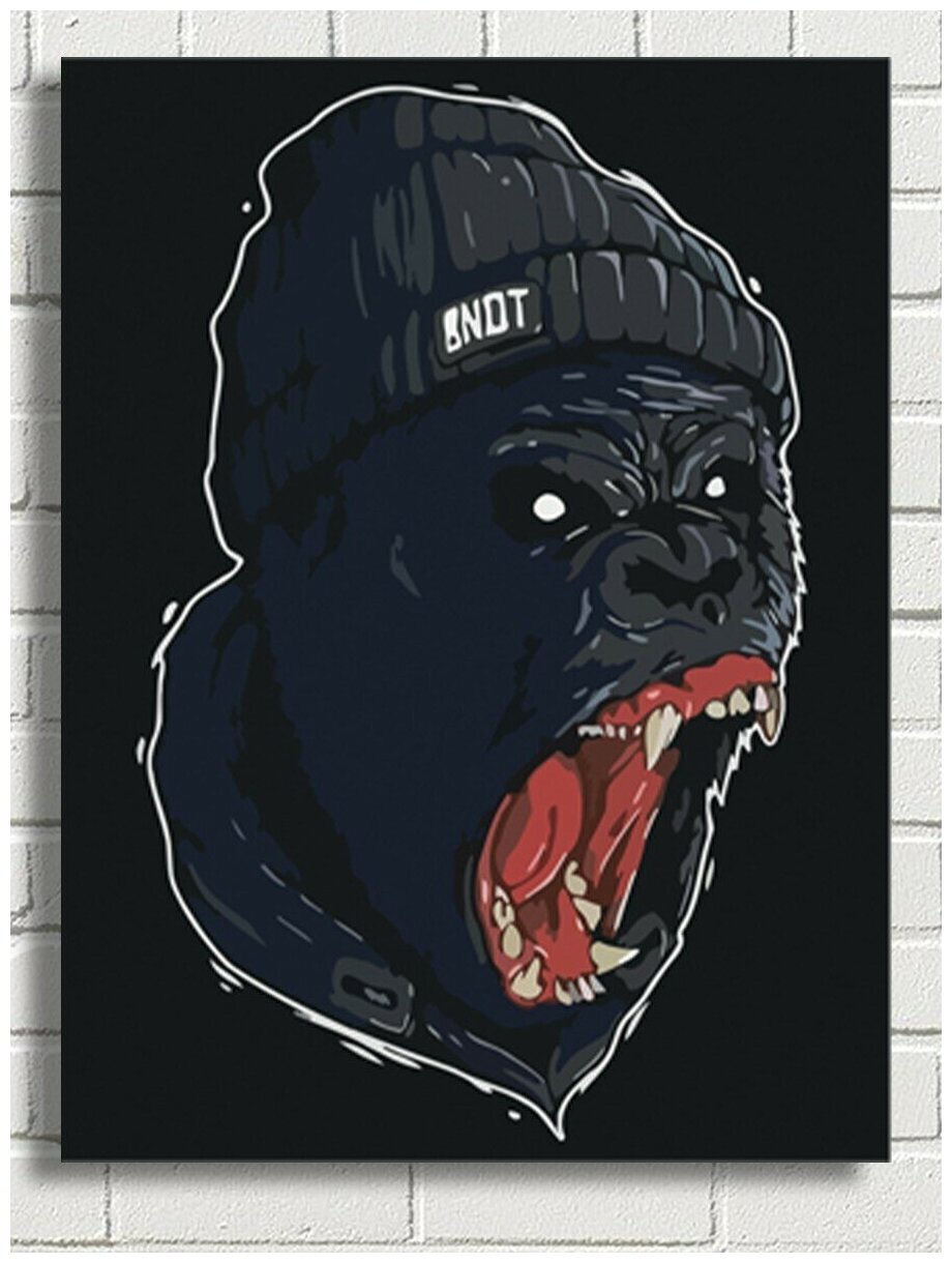 Картина по номерам на холсте Злая горилла (эмоции, экспрессия) - 9034 В 30x40