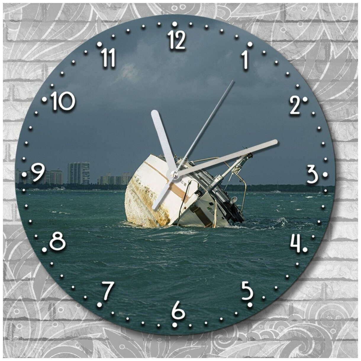 Настенные часы УФ пейзаж (корабль, ship, море, океан, вода, плавание, путешествия, красивый пейзаж) - 2108