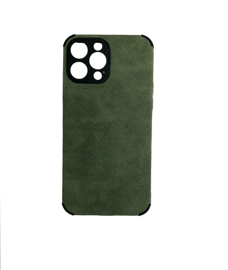 Чехол iPhone 13 pro max замшевый текстильный защита камеры зеленый