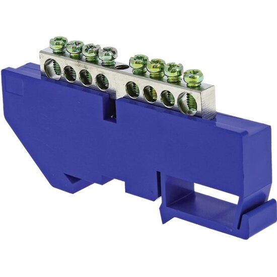 Шина нулевая (кросс-модуль) Ekf (6x9мм) 8 отв. цинк синий изолятор PROxima, sn1-63-08-d