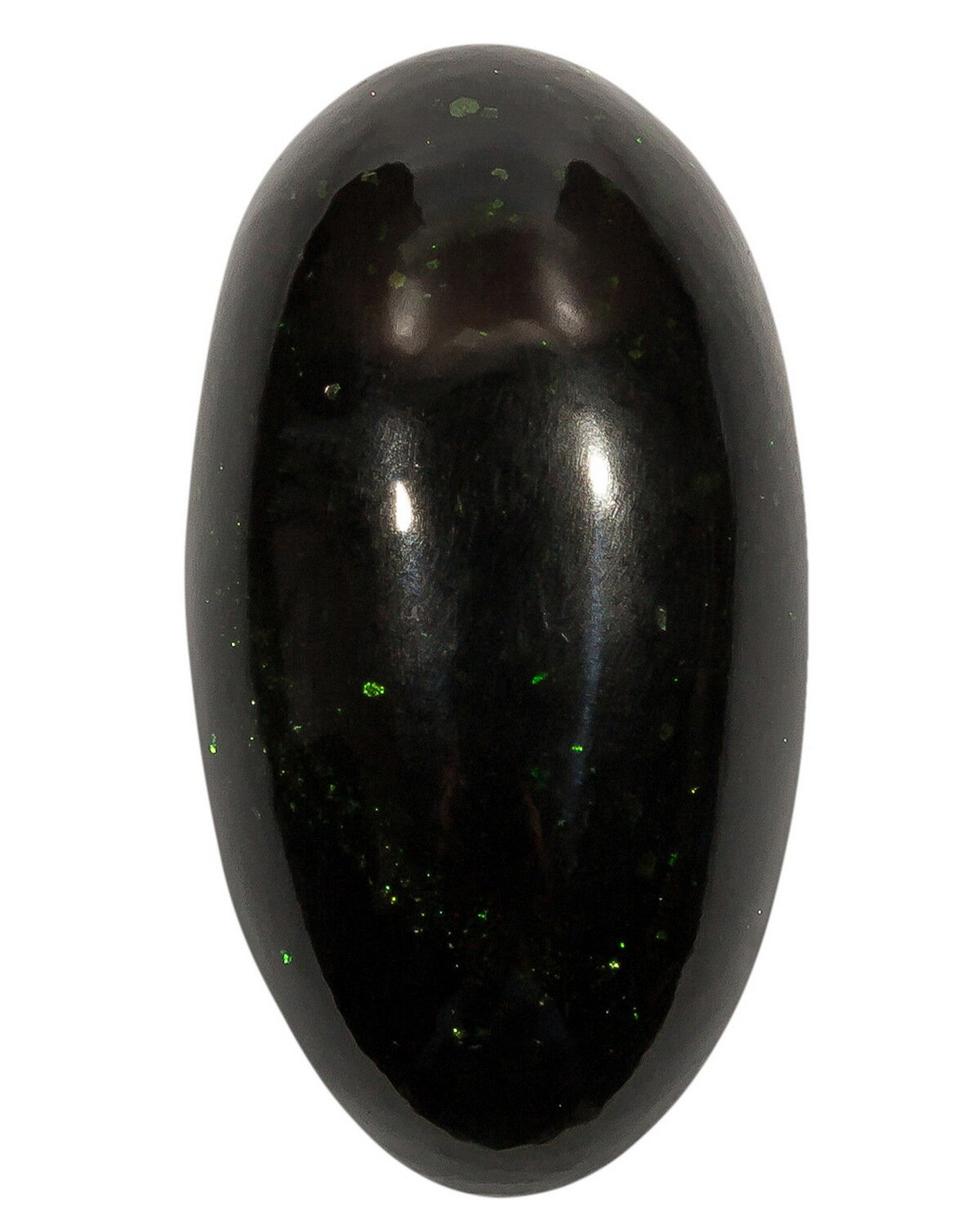 Кабошон из зеленого авантюрина (имитация), размер 35х20х12 мм, вес 20 грамм