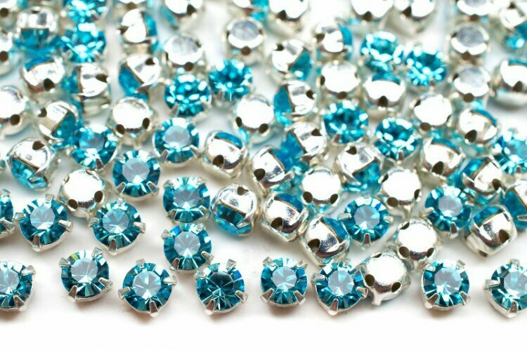 Шатоны Preciosa Maxima 4мм в оправе, цвет aqua Bo DF/silver, 63-002, 10шт