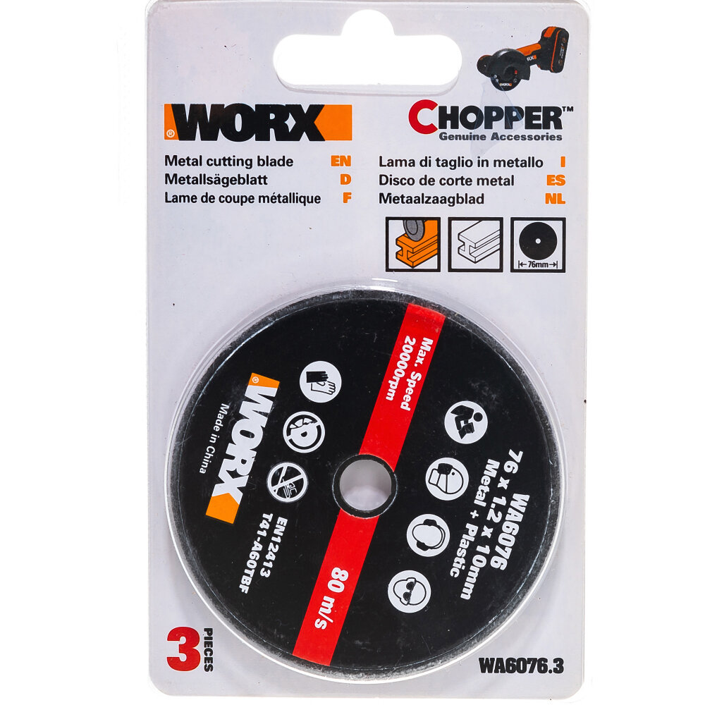 Отрезной диск по металлу (3 шт; 76x1.2x10 мм) WORX WA6076.3